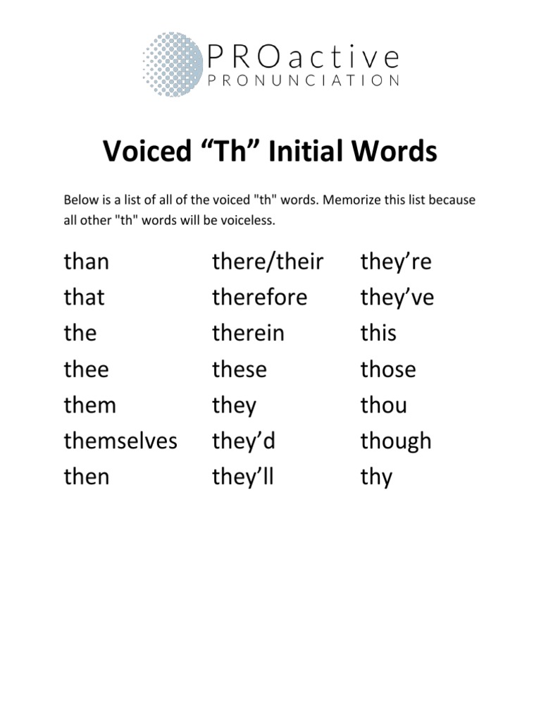 07 Part+Two Voiced+Th+Initial+Words | PDF