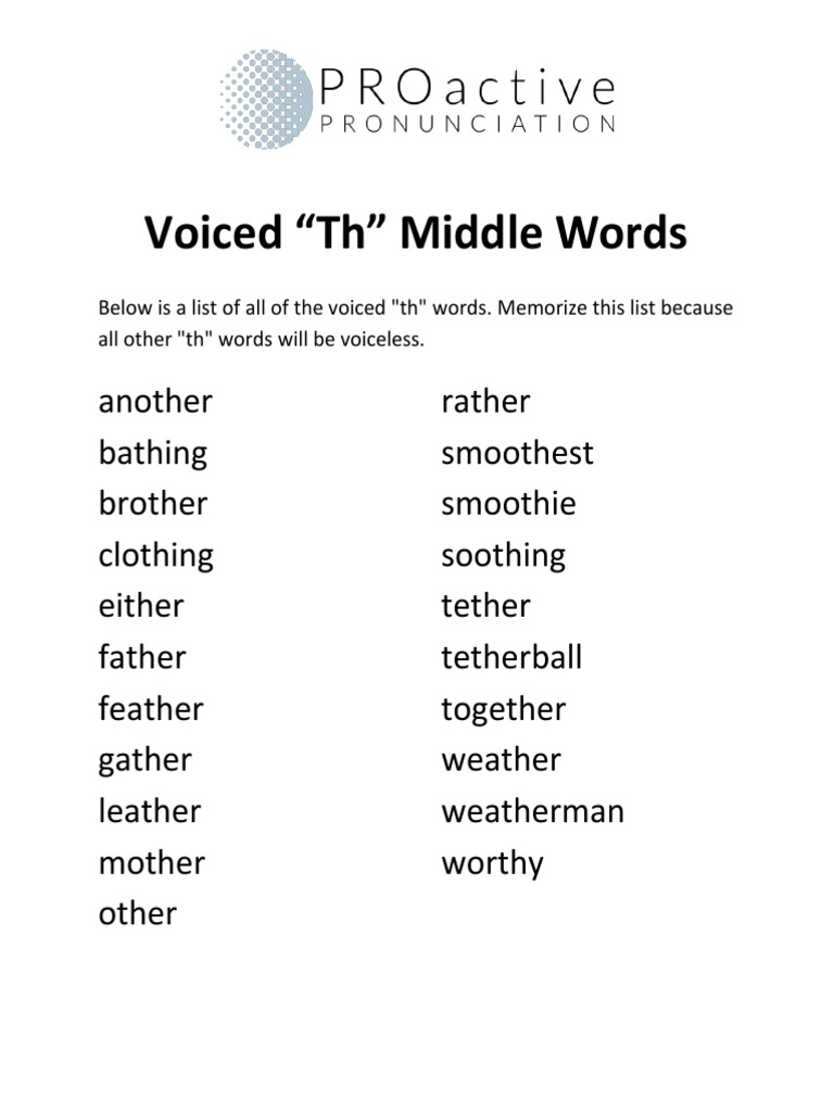 08 Part+Two Voiced+Th+Middle+Words | PDF
