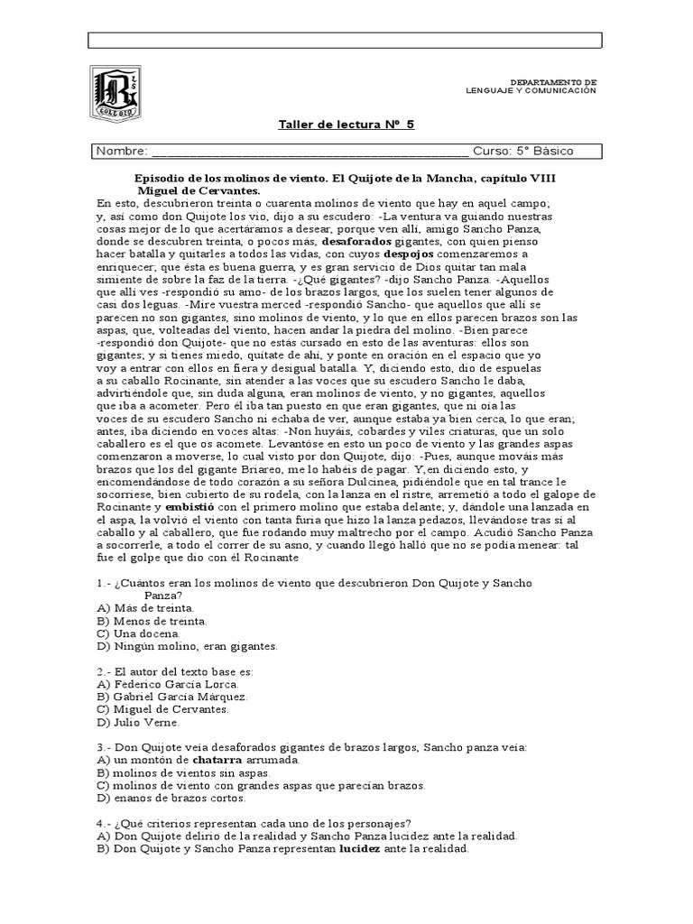 Don Quijote y los molinos de viento | PDF | Don Quijote