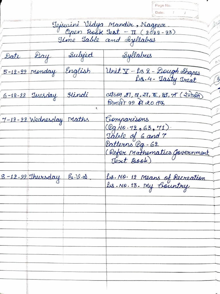 OBT - II Time Table and Syllabus1669712569 | PDF