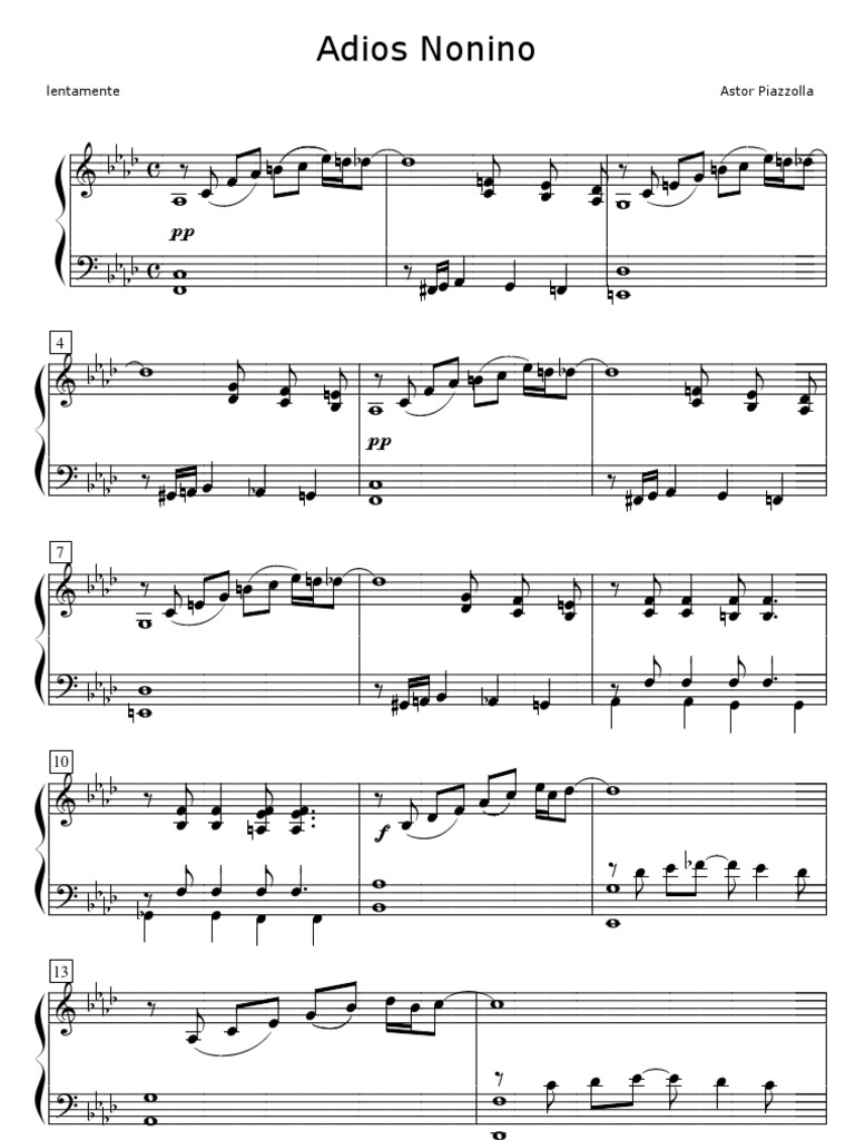 Piazzolla - Adios Nonino Piano | PDF