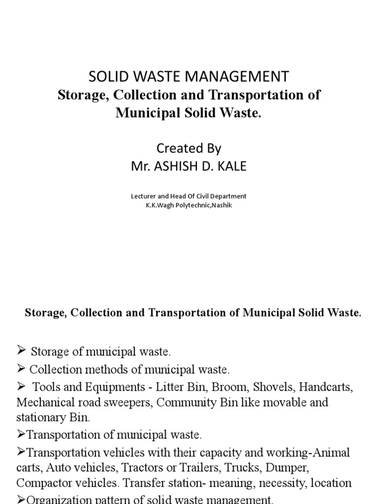 Solid Waste Management: Storage & Collection | PDF | Municipal Solid Waste | Waste Management