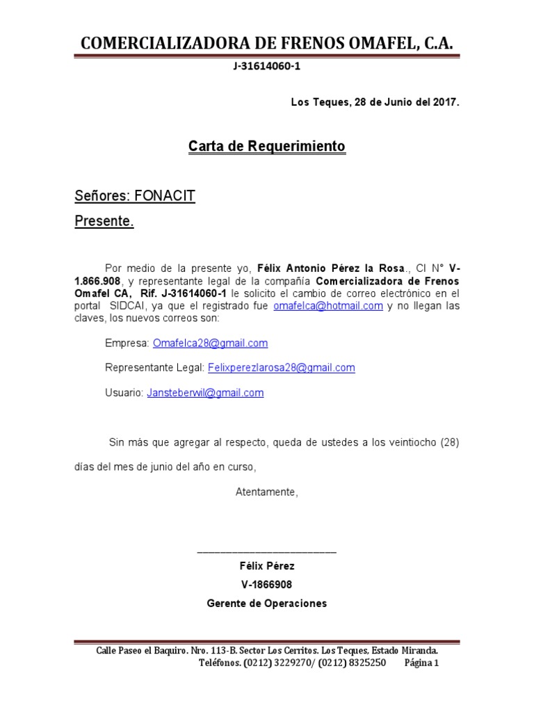 Requerimiento Fonacit | PDF
