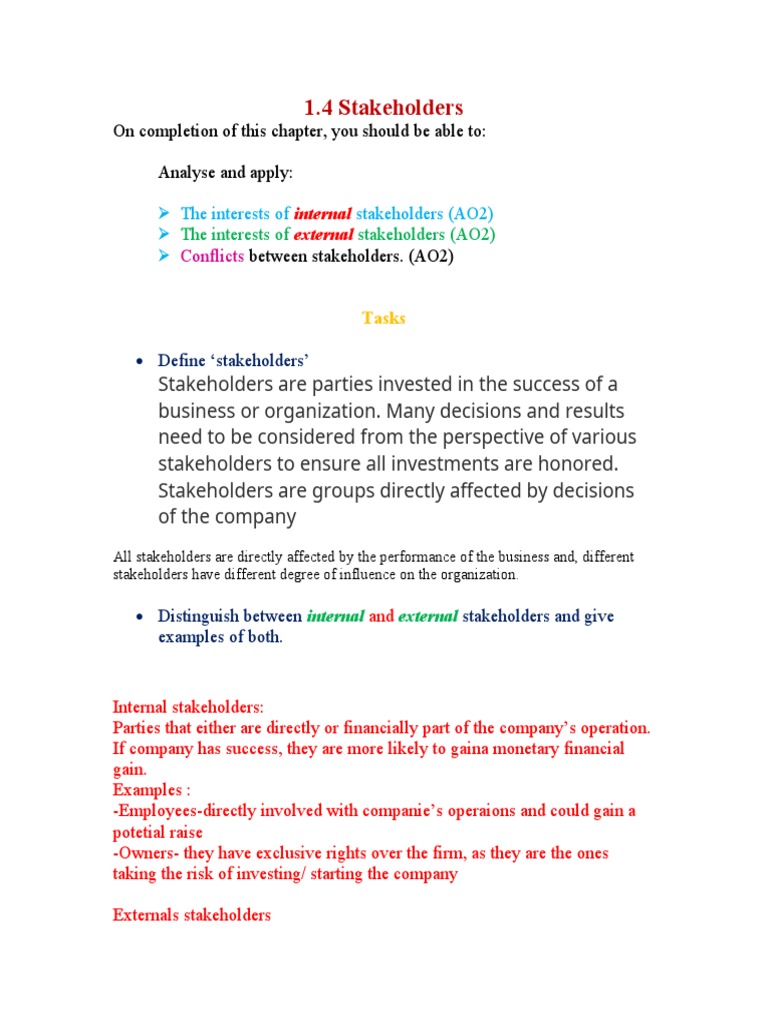 Unit 1.4 Stakeholder | PDF | Business | Stakeholder (Corporate)