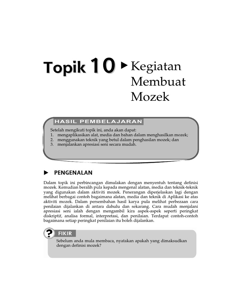 Aktiviti dan Teknik Membuat Mozek | PDF