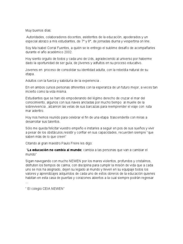 Palabras de Graduaciön | PDF