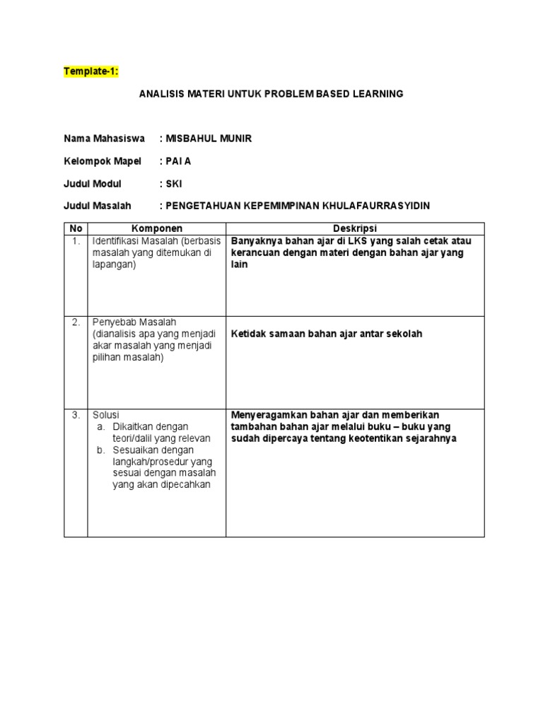 Template Analisis Materi PBL | PDF | Karier & Perkembangan | Sains & Matematika