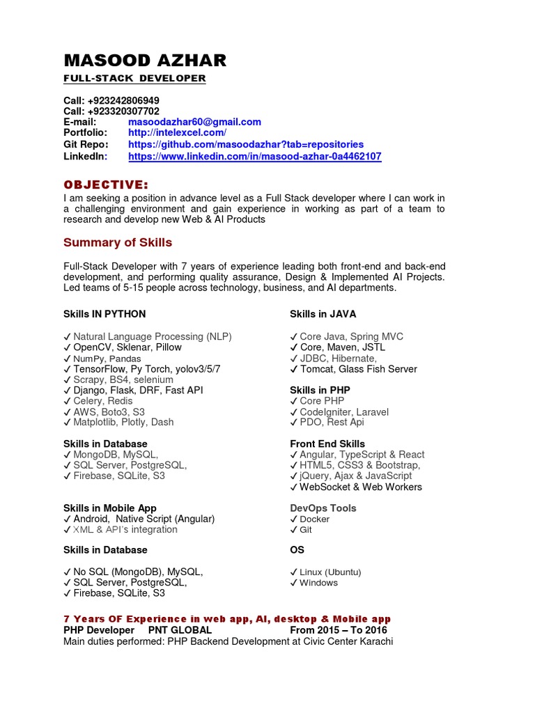 Masood Azhar Updated CV | PDF | Ajax (Programming) | World Wide Web