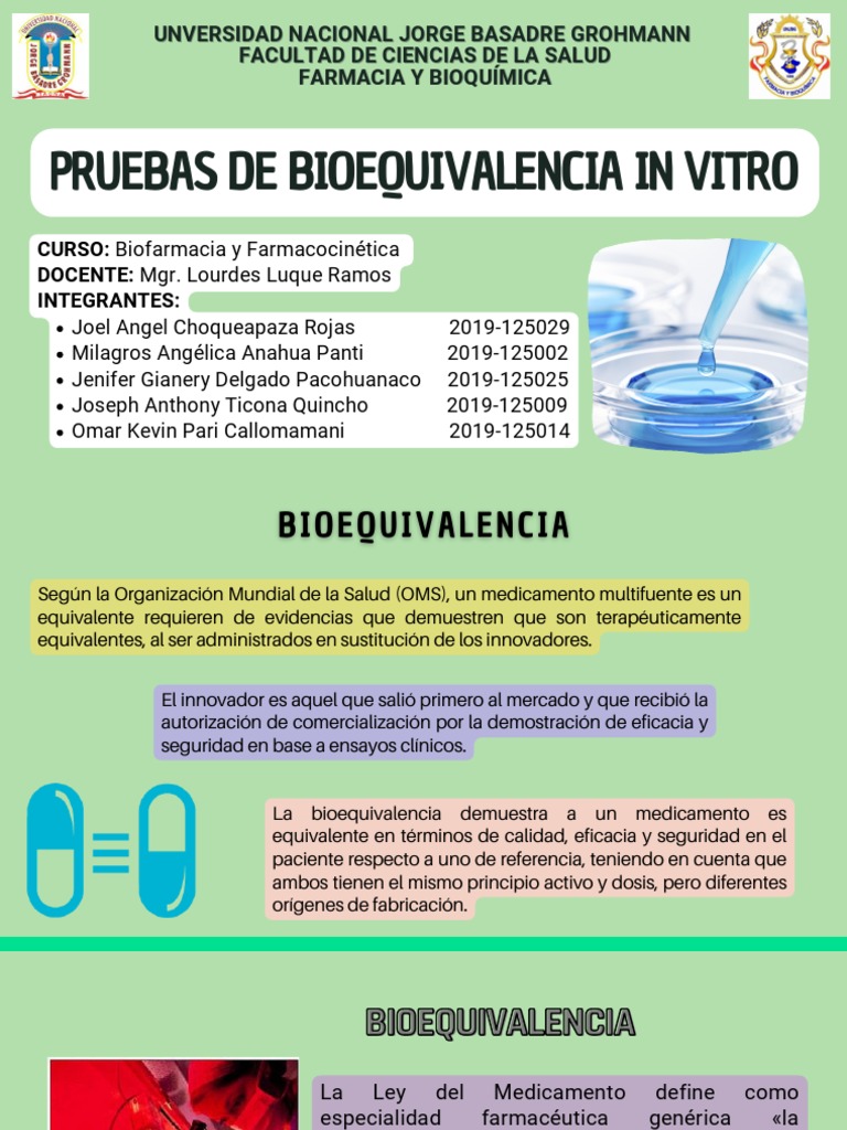 Tema 10pruebas de Bioequivalencia in Vitro | PDF | Medicamentos con ...