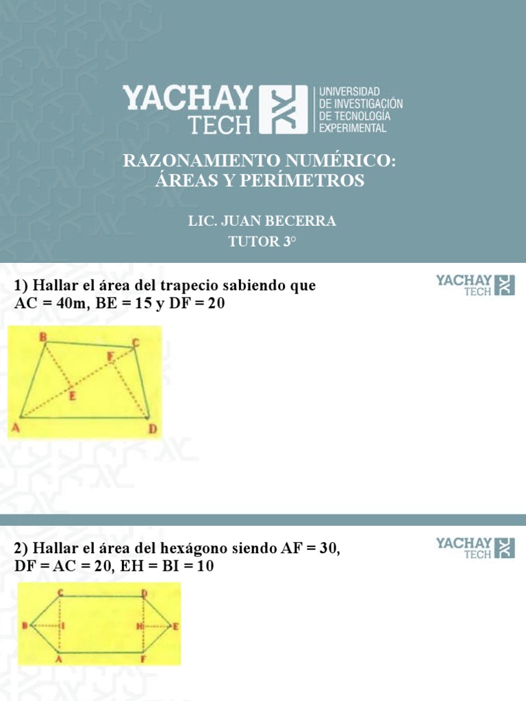Resolución de problemas de áreas y perímetros de diferentes figuras ...