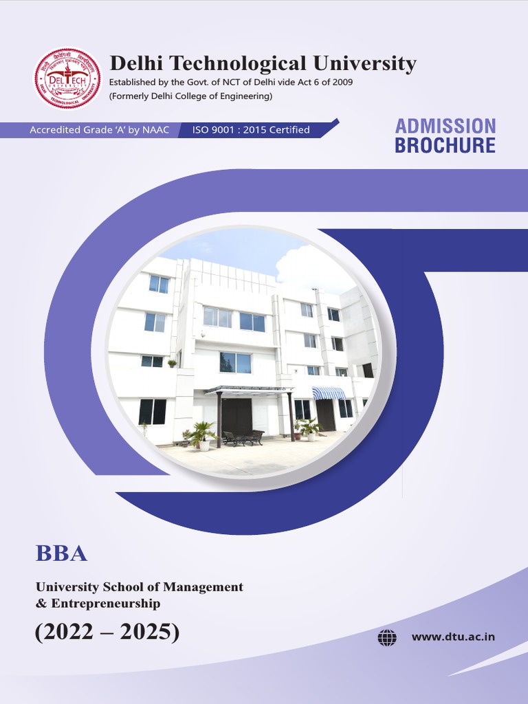 DTU BBA Brochure - 19 August 22 | PDF | Entrepreneurship | Startup Company