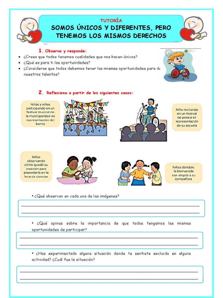 Ficha Tutoria Lunes 14 Somos Unicos y Diferentes | PDF