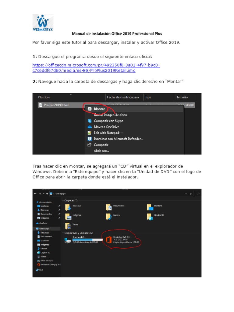 Manual Instalación Office 2019 | PDF | Microsoft Office | Software