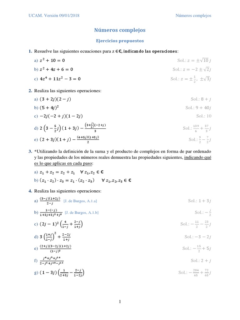 Números Complejos - Problemas | PDF | Número complejo | Factorización