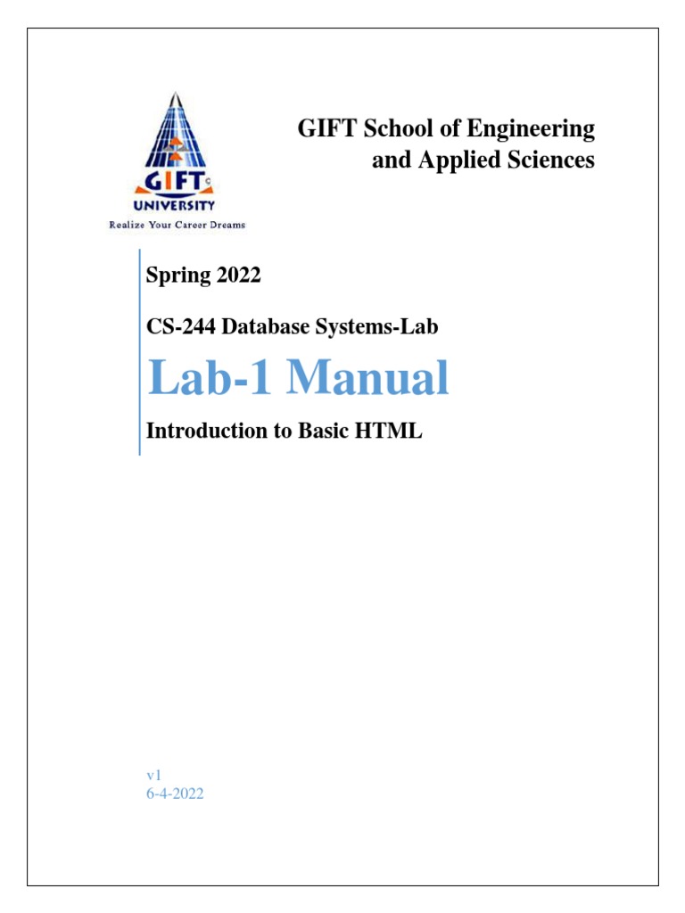 Lab-01-Manual (Introduction To Basic HTML) | PDF | Html | Html Element