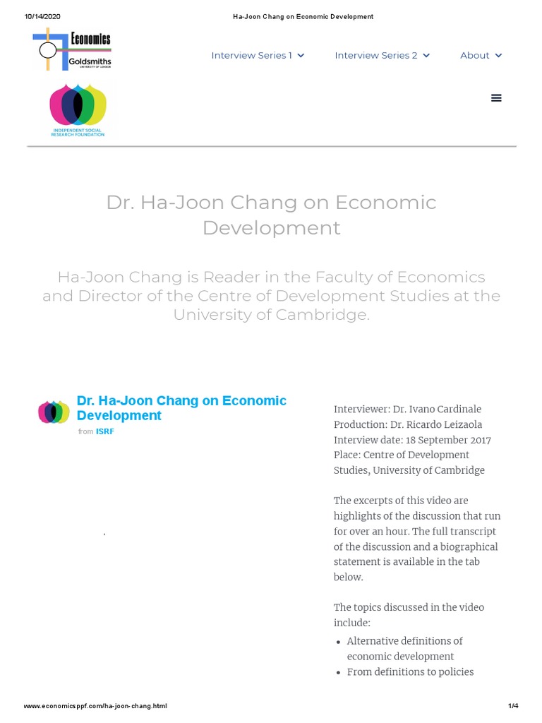 Ha-Joon Chang On Economic Development | PDF | Economic Development ...