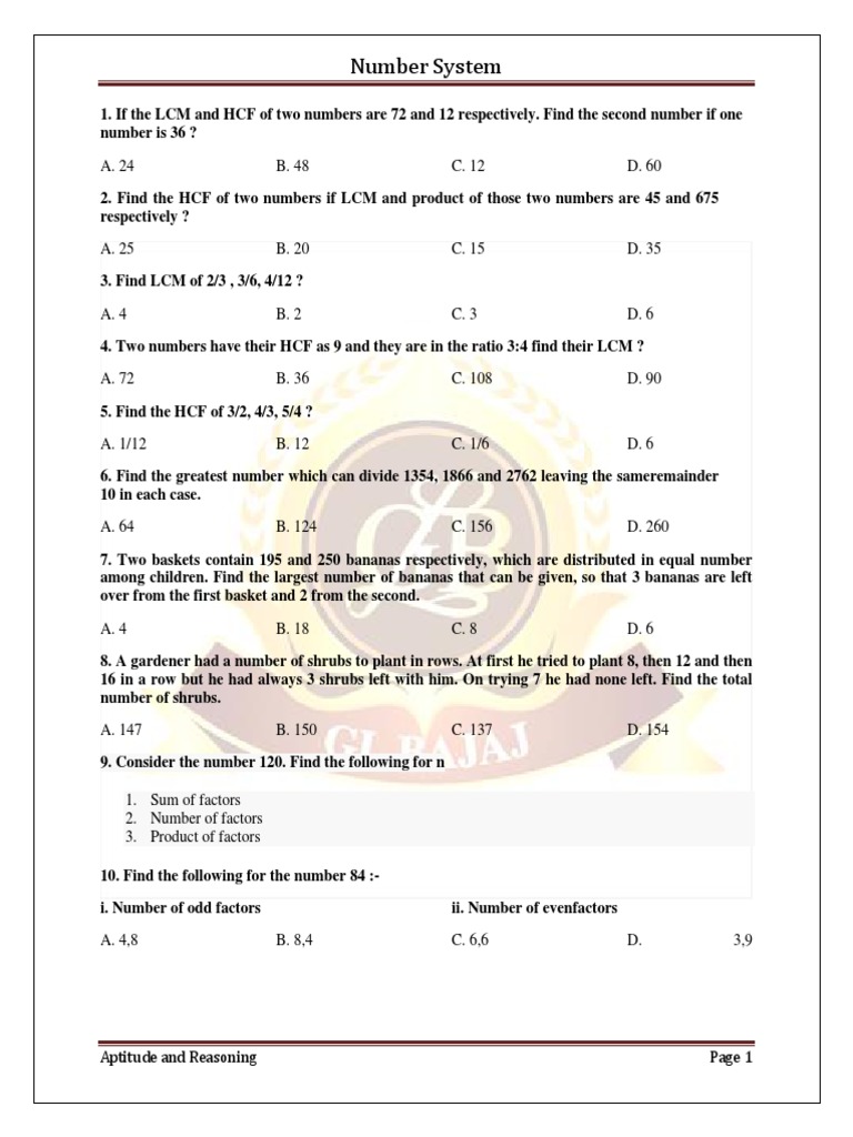 Assignment-HCF and LCM | PDF