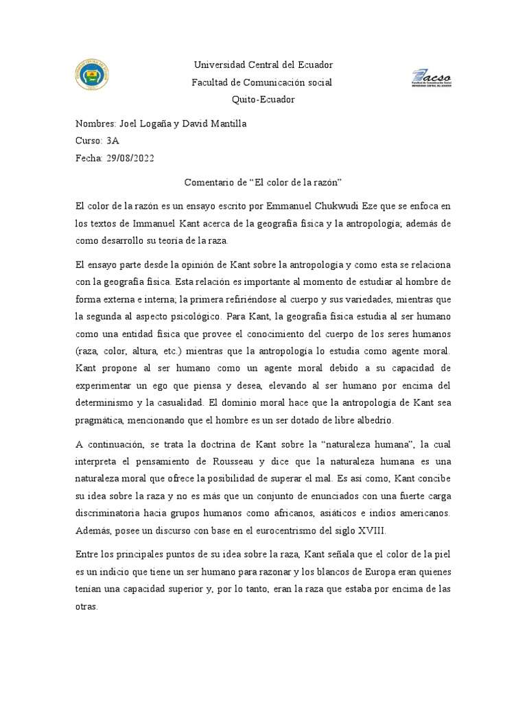 El Color de La Razon | PDF | Immanuel Kant | Teorías filosóficas