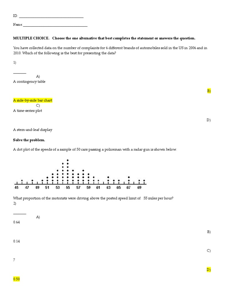 Class 1 - Test 2a Solutions | Download Free PDF | Histogram | Scatter Plot