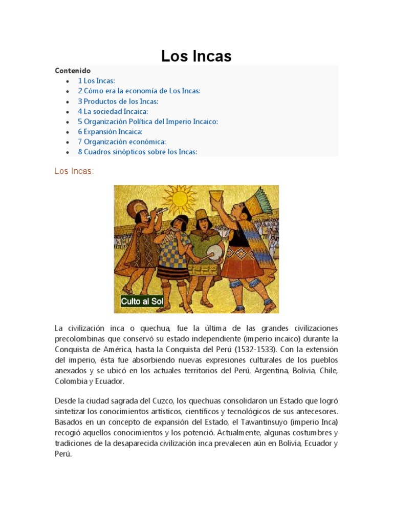 Los Incas | PDF | Imperio Inca | Perú