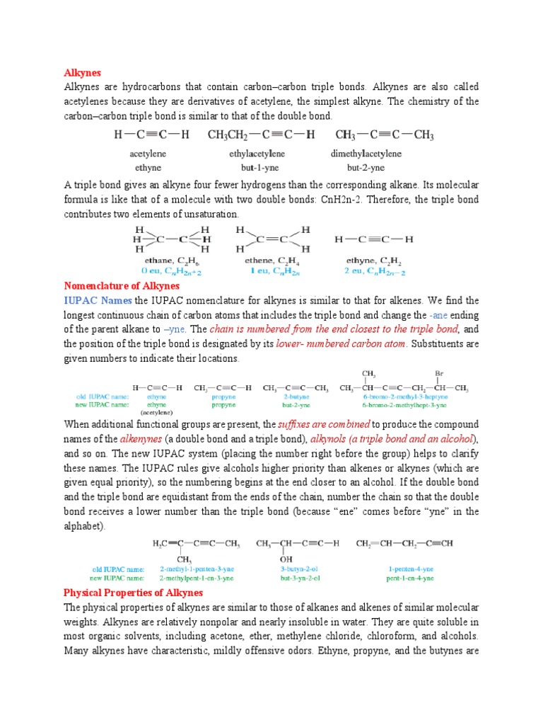 Alkynes | PDF | Alkene | Chemical Bond