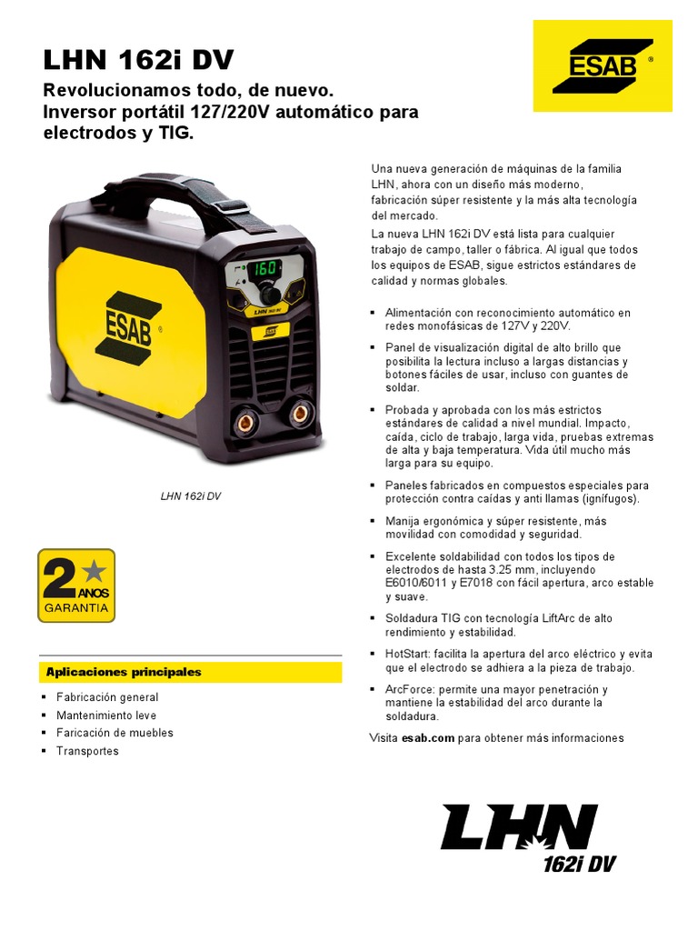 FICHA TECNICA INVERSOR LHN 162i DV | PDF | Soldadura | Construcción