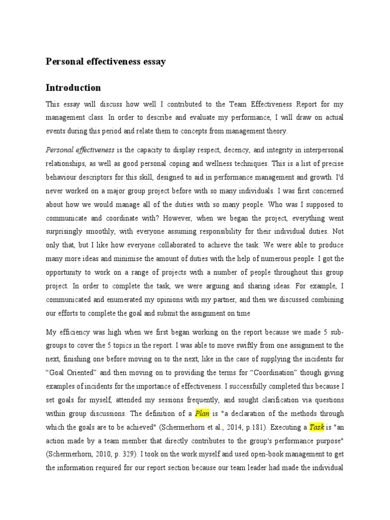 Personal Effectiveness Essay | PDF | Goal | Communication