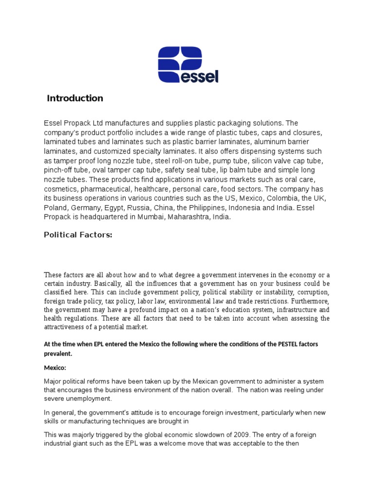 Essel Propack IB Assignment | PDF | Inflation | World Trade Organization