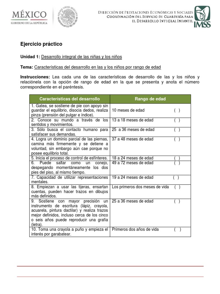 Desarrollo infantil por rango de edad | PDF