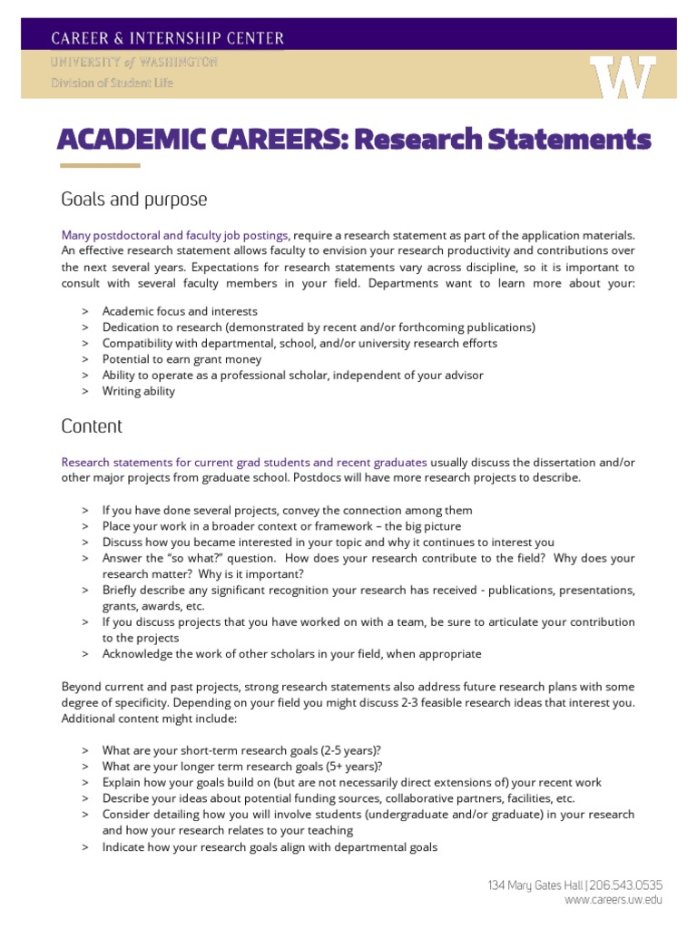 Crafting Effective Research Statements | PDF | Graduate School | Science