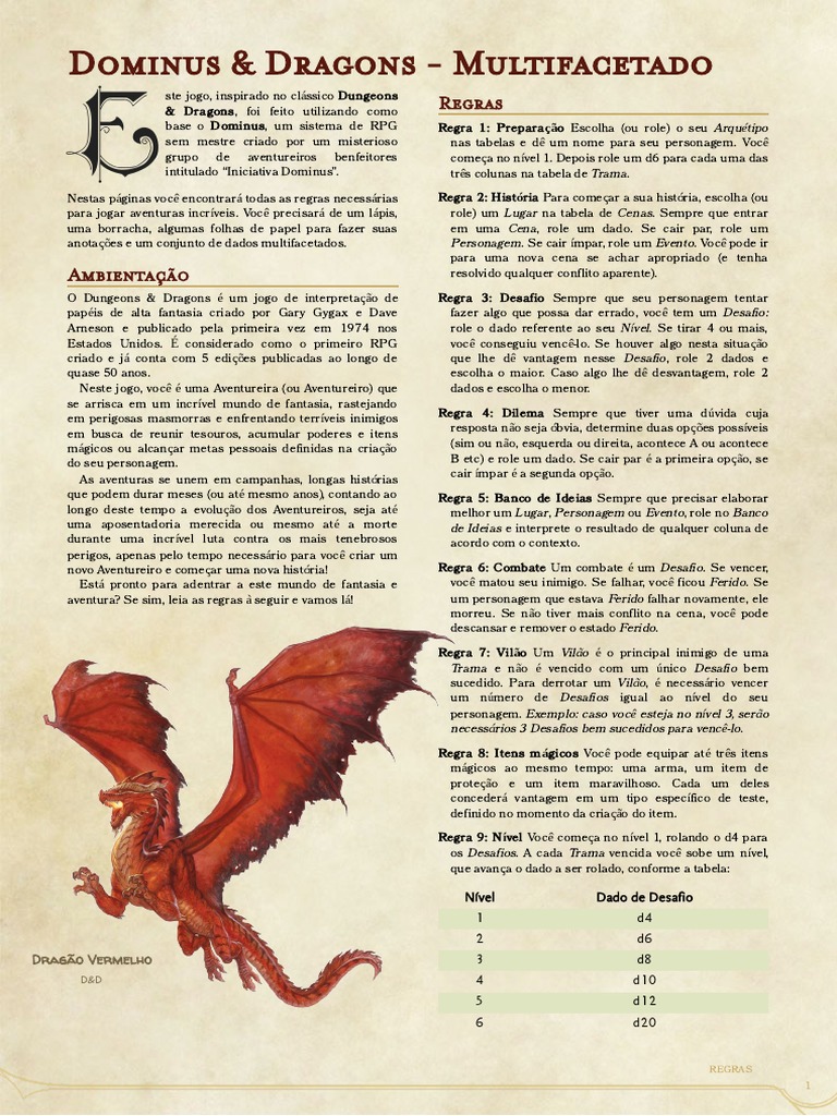 Dominus Dragons Multifacetado Rpg Pdf Jogos De Rpg