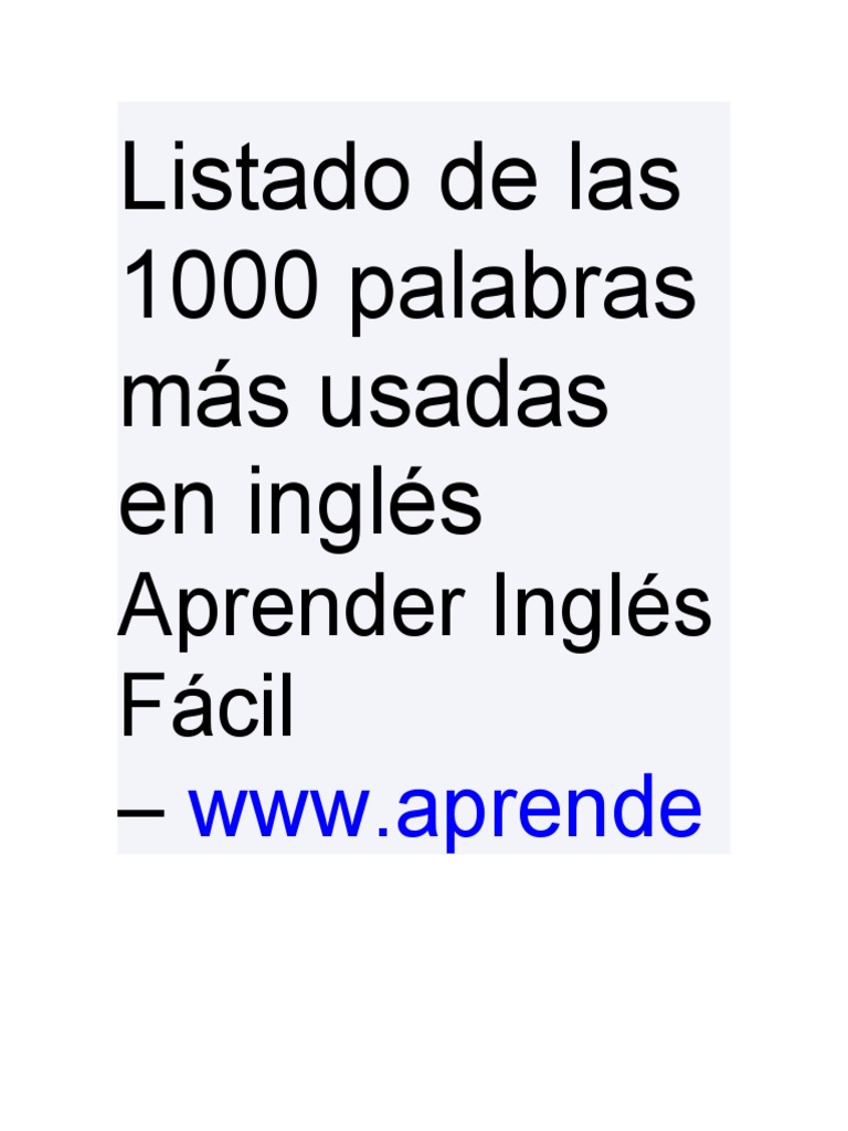 1000 Most Common English Words List | PDF