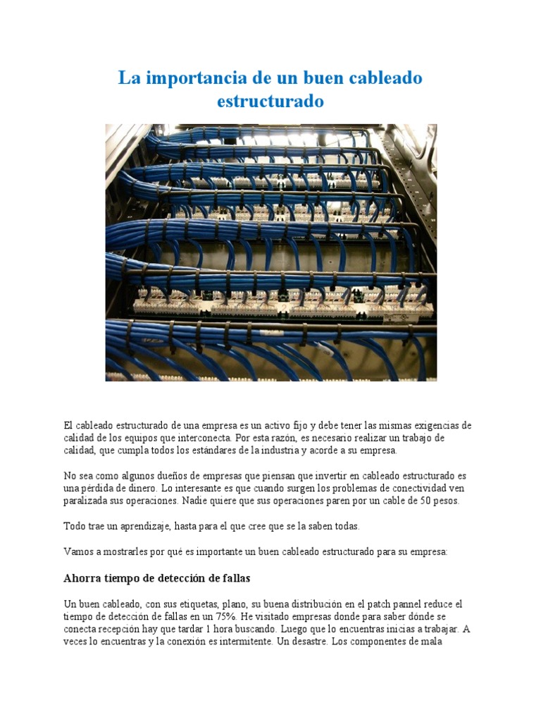 La Importancia de Un Buen Cableado Estructurado | PDF