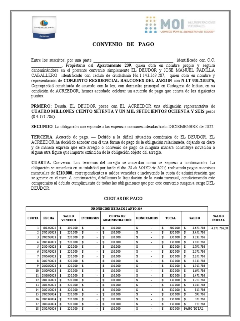 Convenio de Pago 239 | PDF