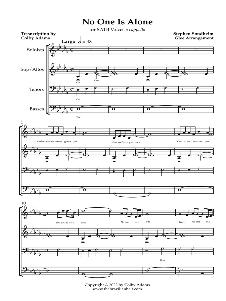 No One Is Alone - Glee Cast Version | PDF | Compositions | Elements Of ...