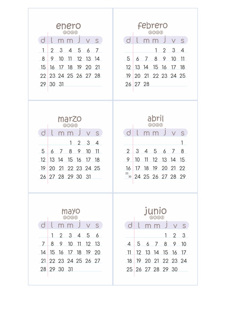 Mini Calendario 7x7.5 Lilas | PDF