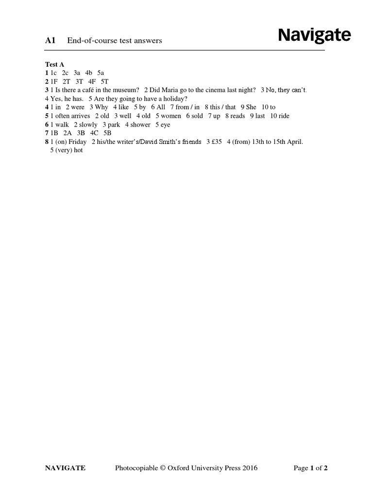 End-Of-Course Answers | PDF