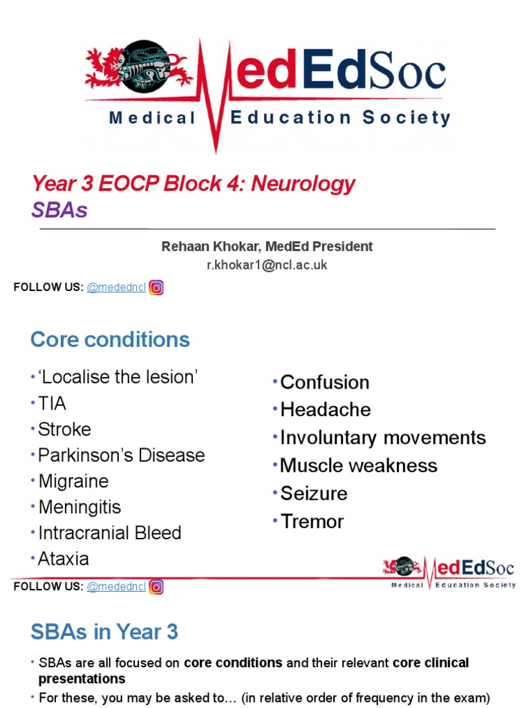 Neuro Year 3 MedEd Rehaan Khokar 2 | PDF | Headache | Medical Specialties