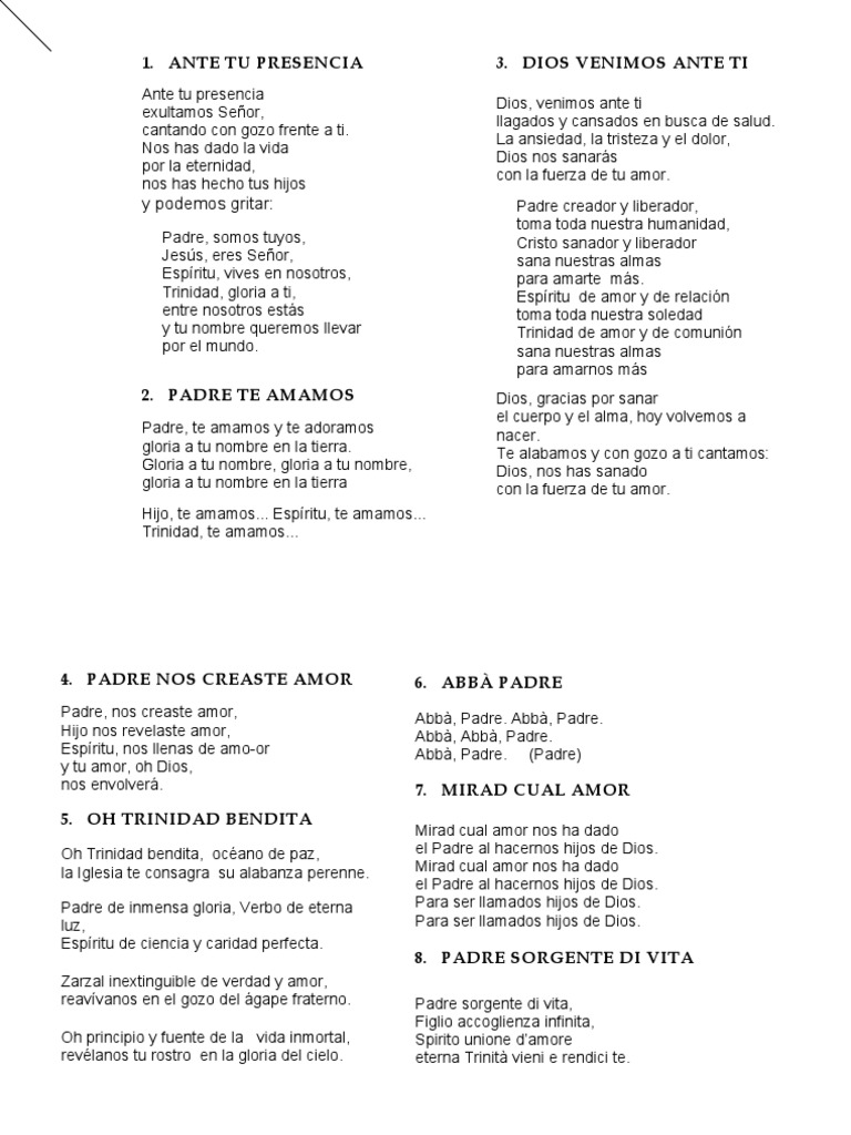 Cancionero de La Trinidad Sin Notas | PDF | Concepciones de dios | Creencia religiosa y doctrina