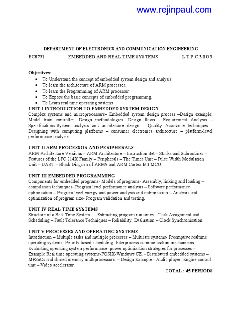 EC8791-Embedded and Real Time Systems UNITS NOTES | PDF | Embedded ...