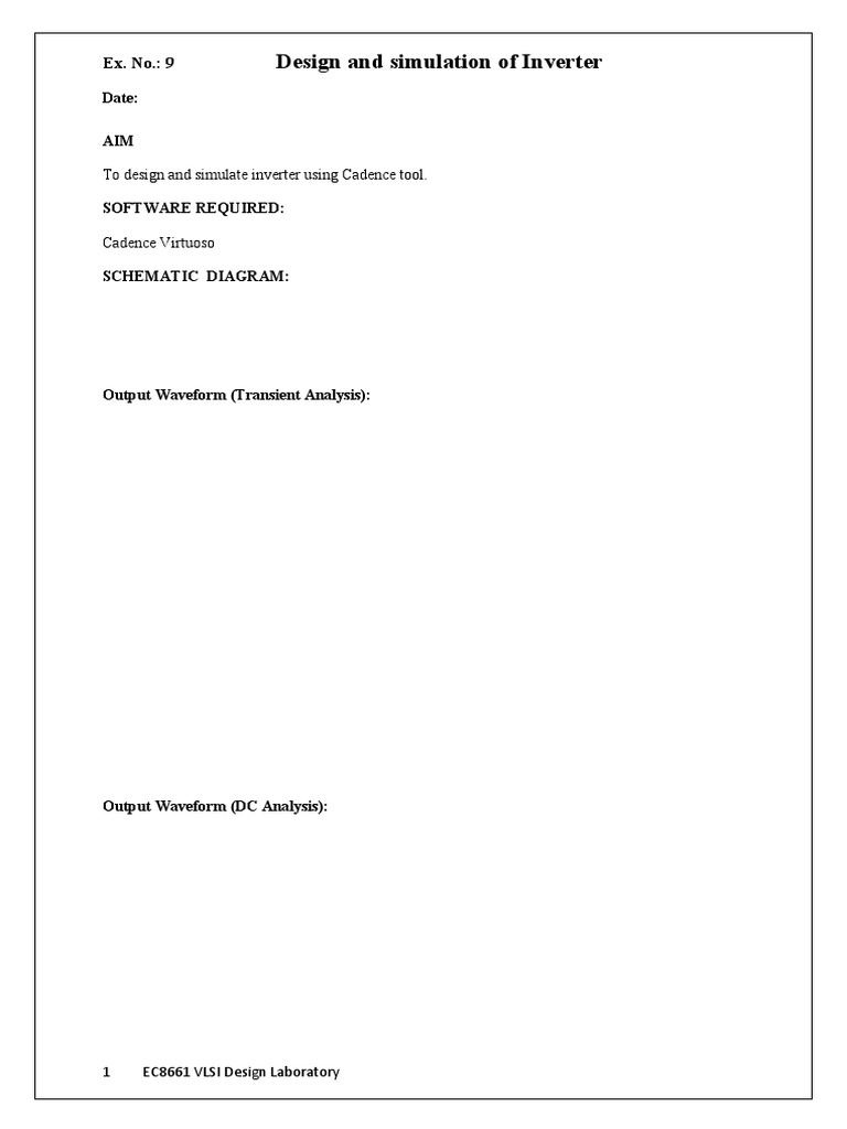 VLSI Lab Manual - Exp 9 To 12 | PDF | Amplifier | Power Inverter