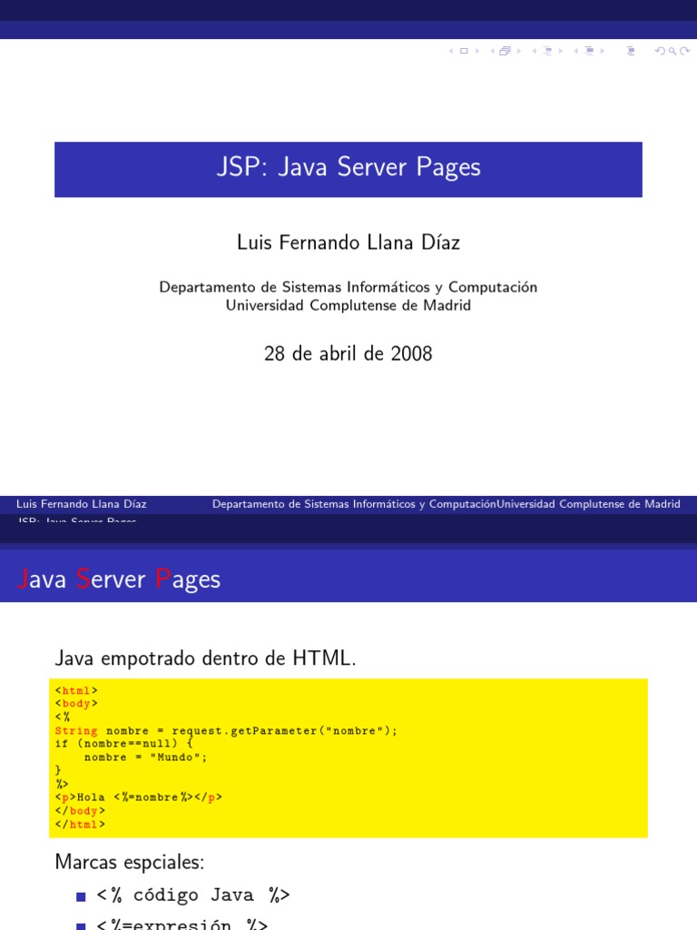 JSP 2 | PDF | Páginas del servidor Java | Java (lenguaje de programación)
