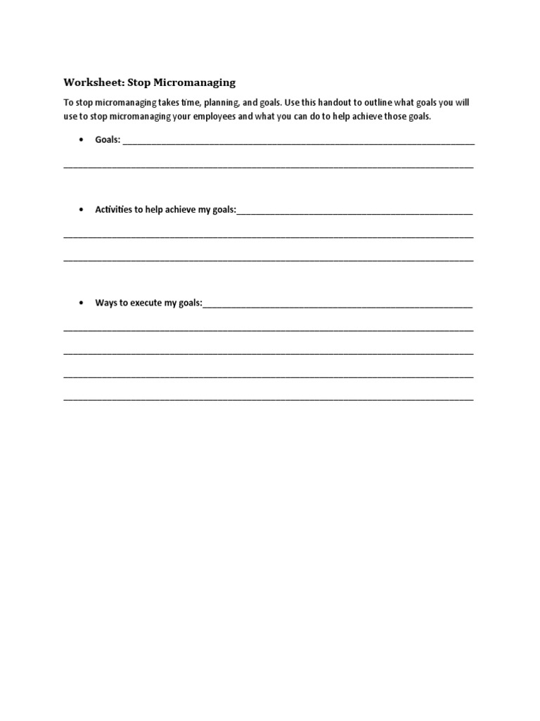 Stop Micromanaging: Goal Setting Worksheet | PDF