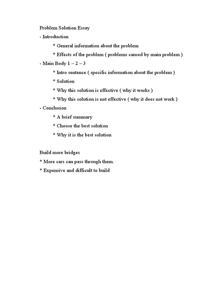Problem Solution Essay Outline | PDF Problem Solution Essay Outline | PDF
