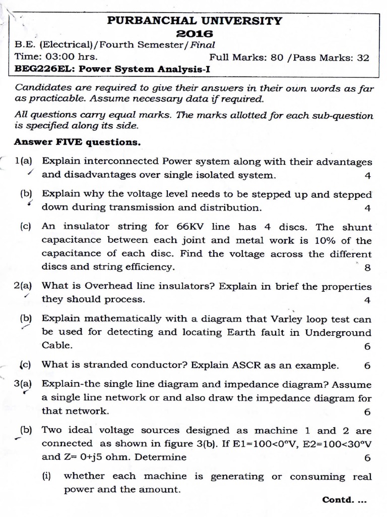 Electrical_IV sem_Power System Analysis_2016 | PDF