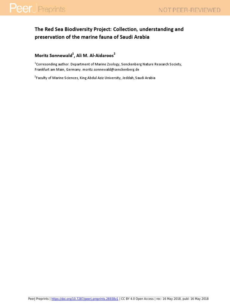 The Red Sea Biodiversity Project Collection Unders | PDF