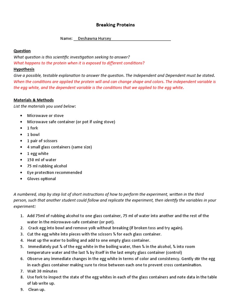 Protein Denaturation Experiment Design | PDF | Denaturation ...