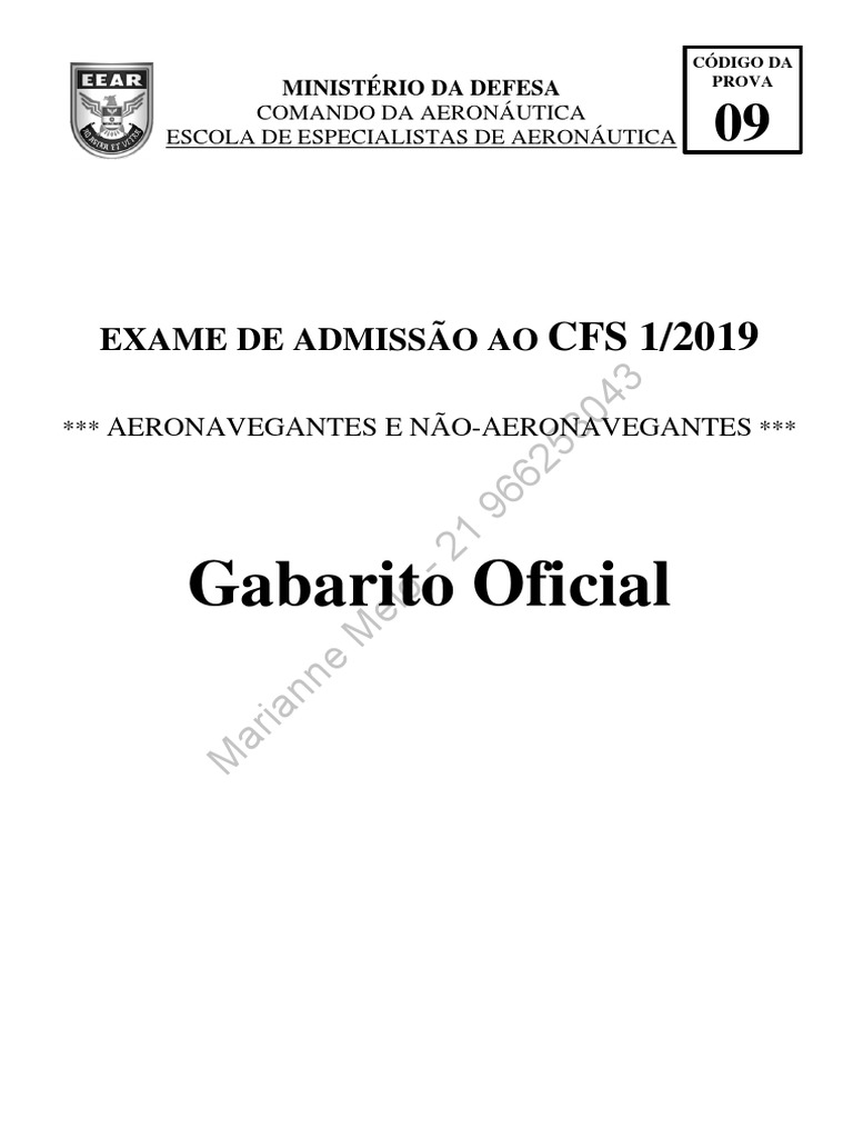 CFS 1-2019 - Prova e Gabarito | PDF | Linguística | Gramática