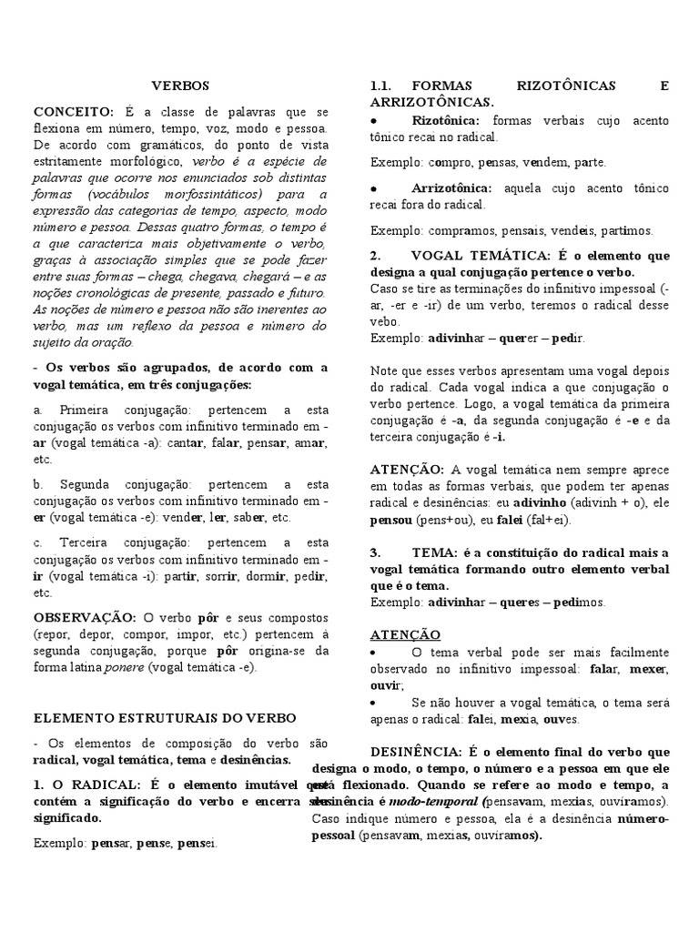 Verbos Introdução Download Grátis Pdf Assunto Gramática