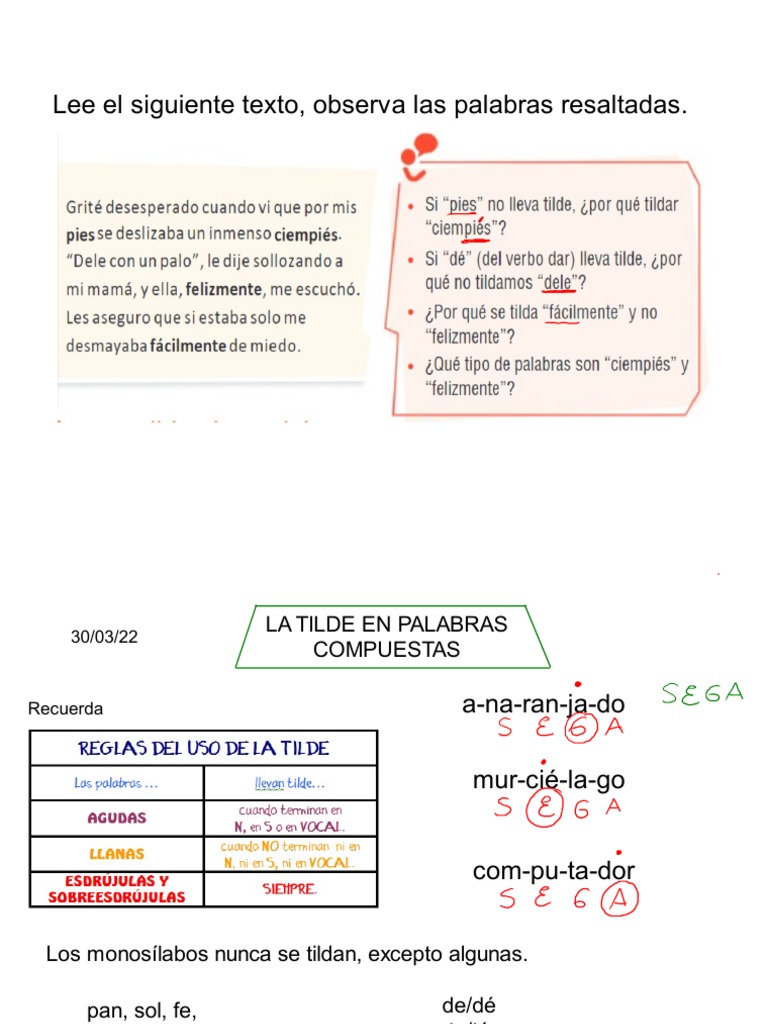 Tilde en Palabras Compuestas: Guía Práctica | PDF